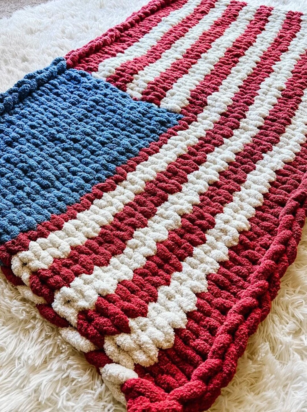 Chunky Knit American Flag Blanket - Etsy