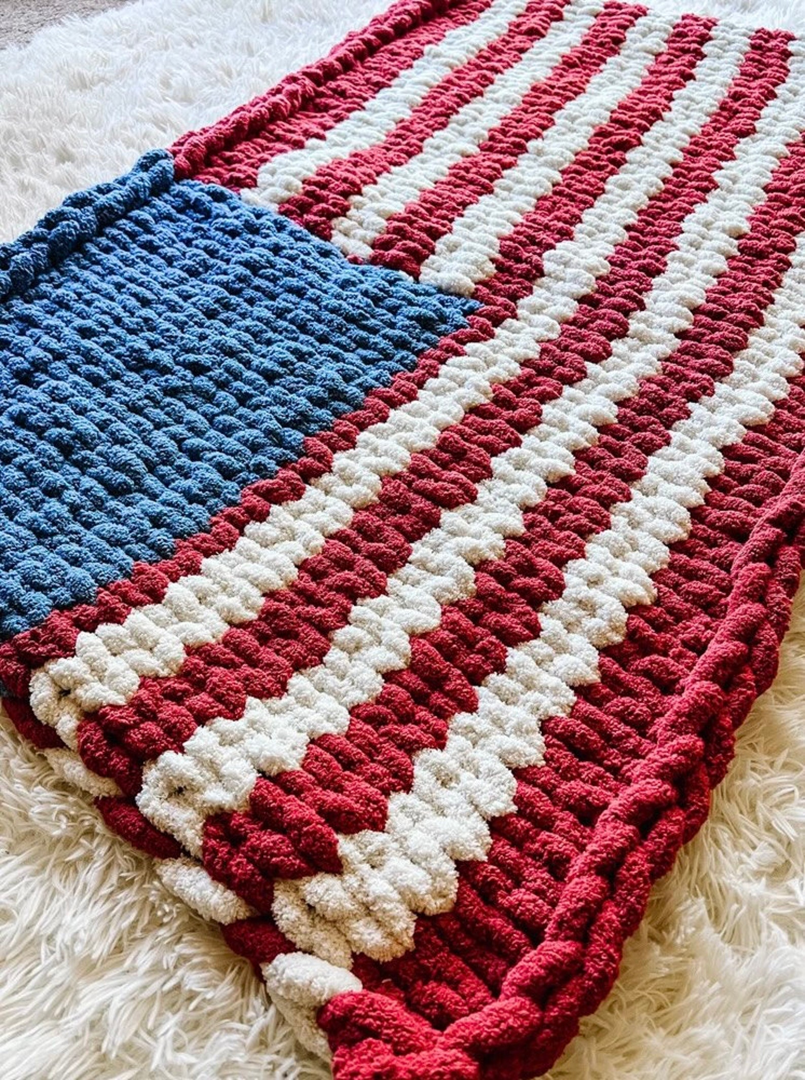 Chunky Knit American Flag Blanket - Etsy