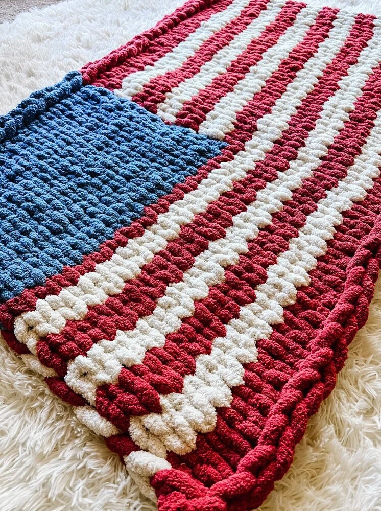 Chunky Knit American Flag Blanket - Etsy