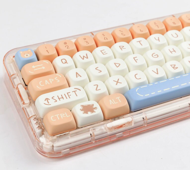 Pudding Bear Keycap Cute MAC Cartoon MOA Keycaps 143pc PBT - Etsy