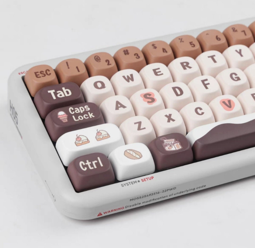 136pc Cute Milk Chocolate Keycap With a Rabbit Pattern. MOA High Keycap ...
