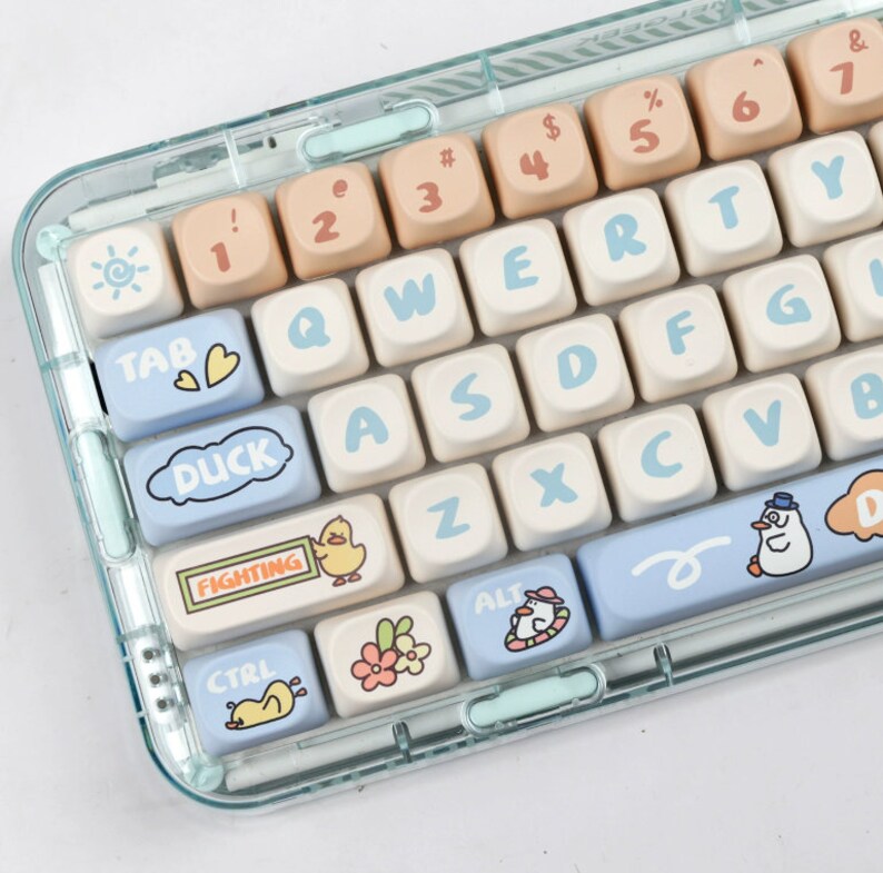 Bored Duck, Cute and Versatile Keycap, MOA Keycaps 139pc PBT Keycap ...