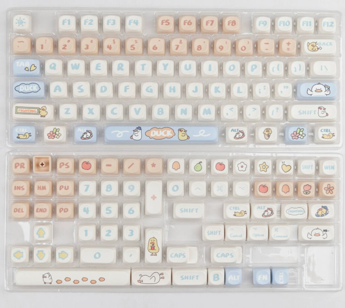 Bored Duck, Cute and Versatile Keycap, MOA Keycaps 139pc PBT Keycap ...