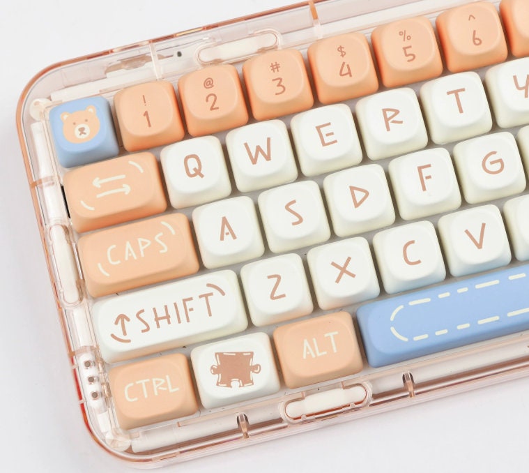 Pudding Bear Keycap Cute MAC Cartoon MOA Keycaps 143pc PBT - Etsy