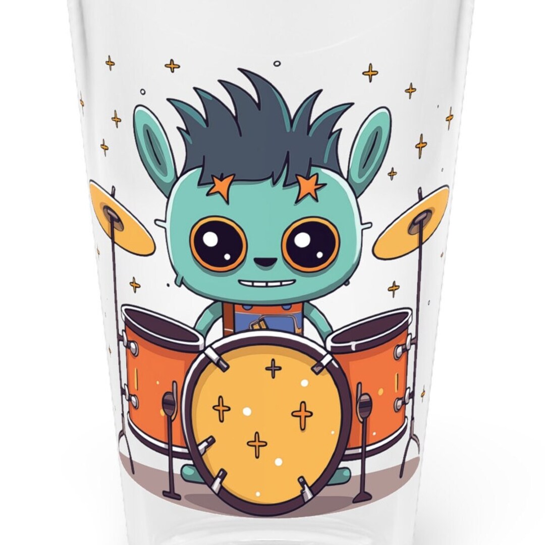 Alien Rockstar Drums Pint Glass, Beer Lover Gift, Alien Lover Gift ...
