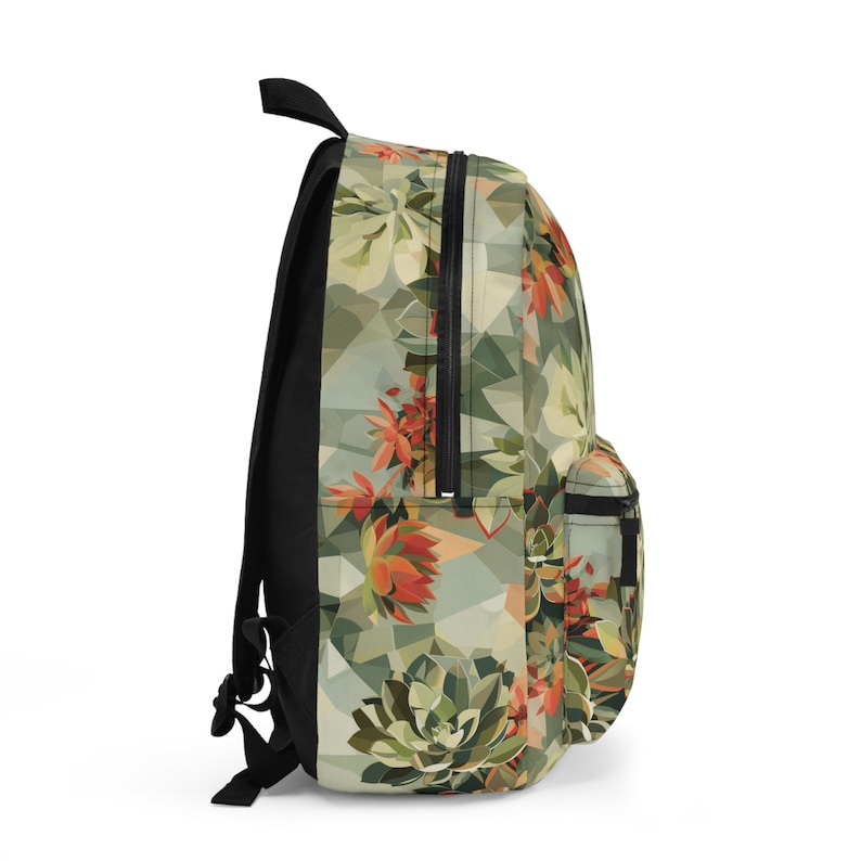 Geo Succulent Backpack, Cute Nature Print, Book Bag, Cool Geometric ...