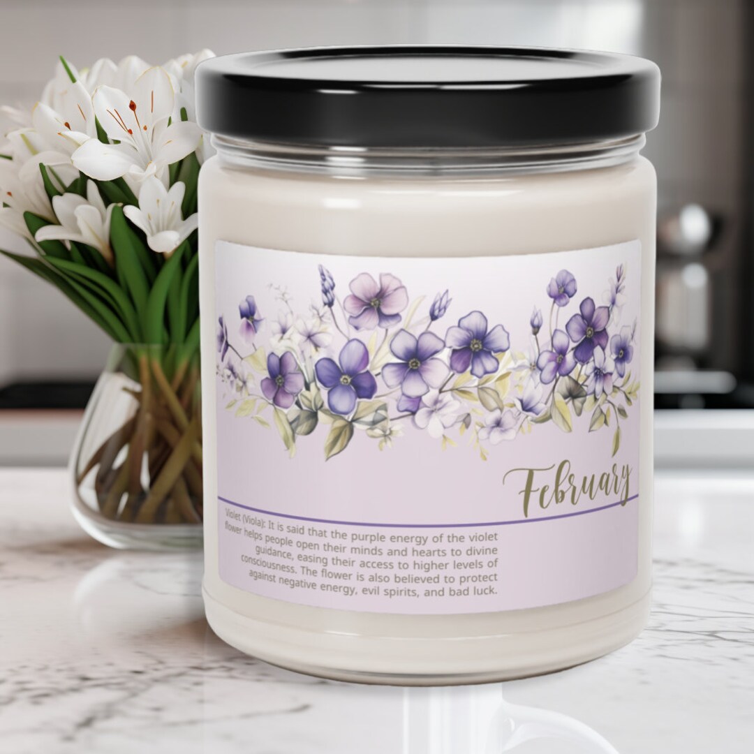 February Violets Birth Flower Soy Candle, Scented Candle, February ...