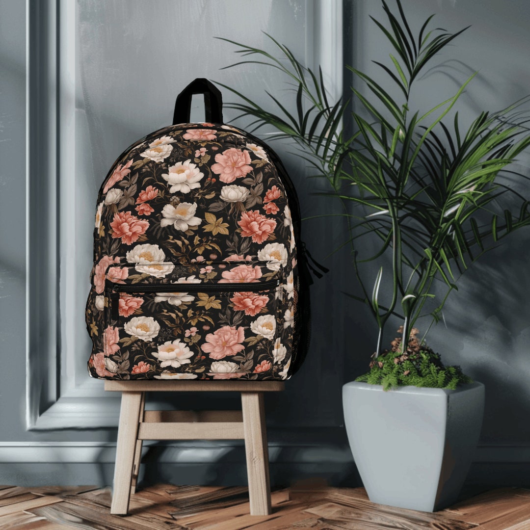 Blush Blooms Backpack, Cute Floral Pattern, Flower Print Girls Book Bag ...