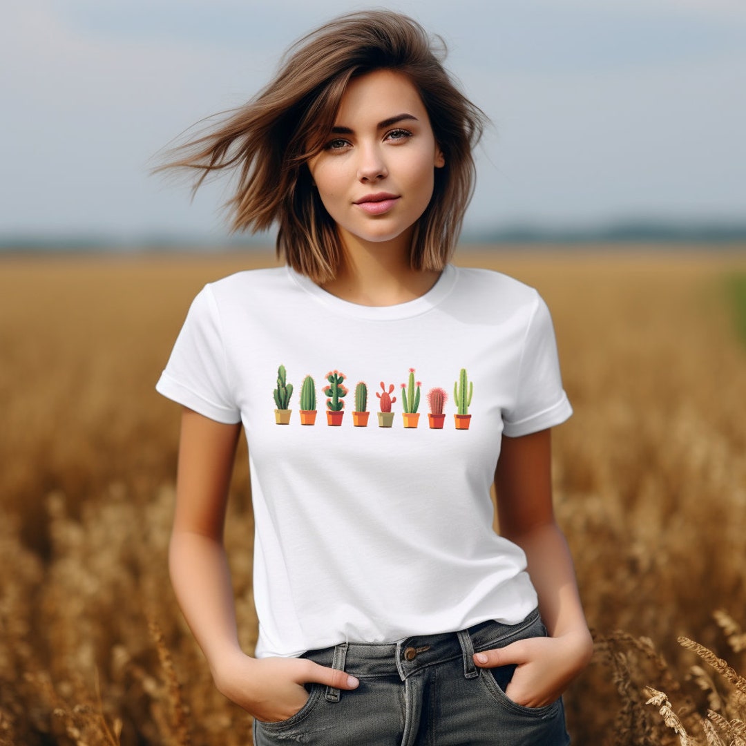 Cute Cacti Tee, Cactus T-shirt, Colorful Cactus Garden, Cactus Lover ...