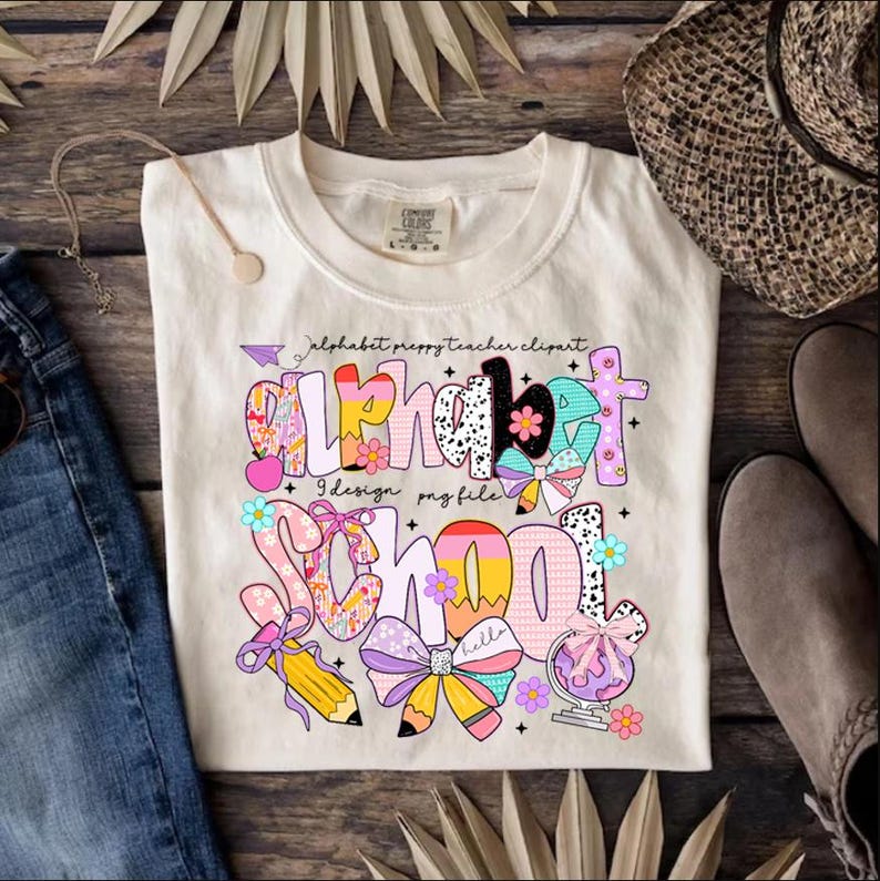 Retro Preppy Alphabet PNG – Floral Grandmillennial Teacher Font – Hand ...