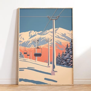 Retro Ski Lift Art Print, Vintage Mountain View (digital Download) - Etsy