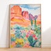 Watercolor Desert Canyon Wall Art, Painting Colorful Canyon Art ...