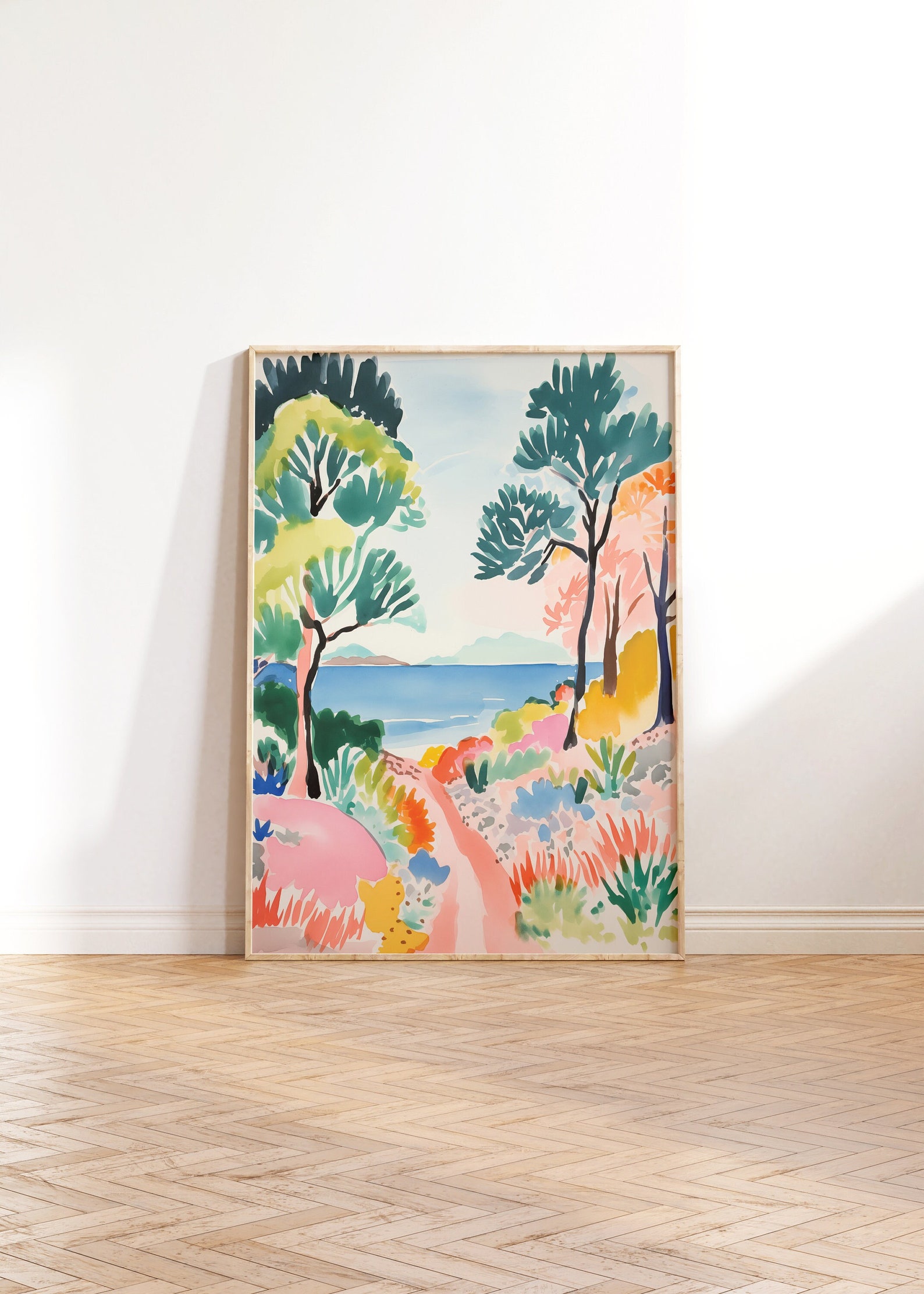 Watercolor Coastal Pacific Wall Art, Painting Ocean View Art, Coastal ...