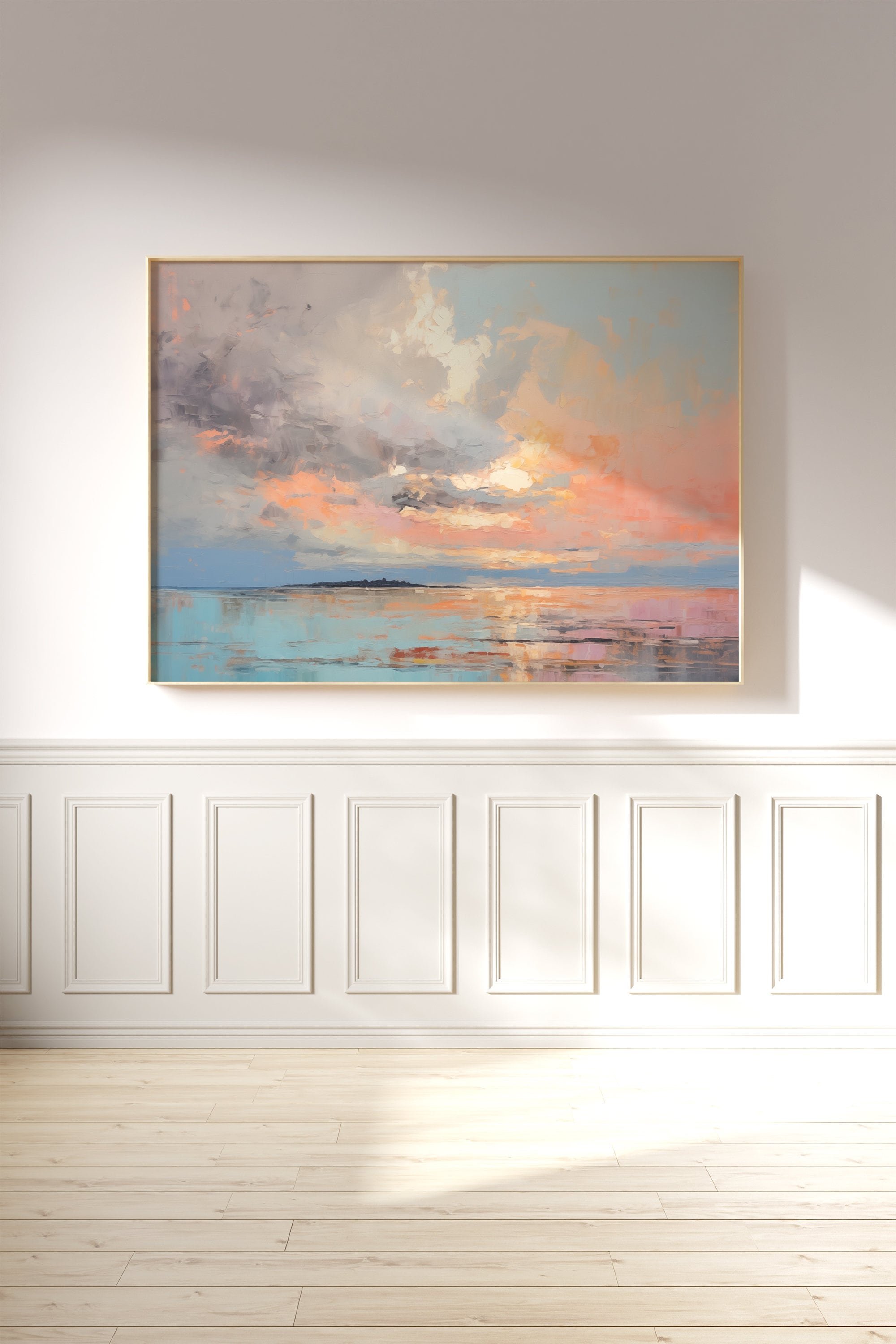 Abstract Ocean View Landscape Wall Art, Painting Sky & Ocean View Art ...