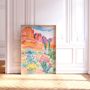 Watercolor Desert Canyon Wall Art, Painting Colorful Canyon Art ...