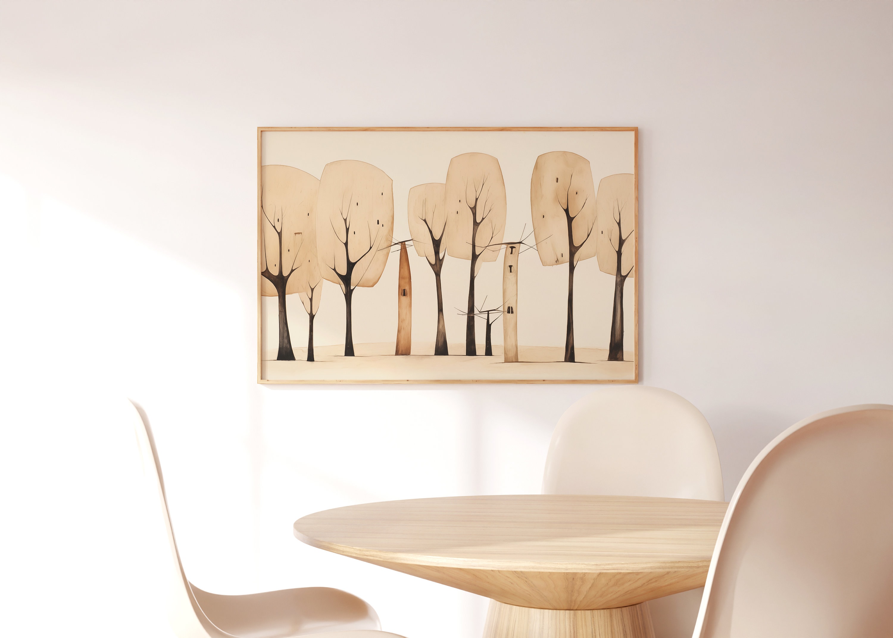 Modern Tree Shapes Wall Art, Painting Nature Tree Shapes Art, Mid ...