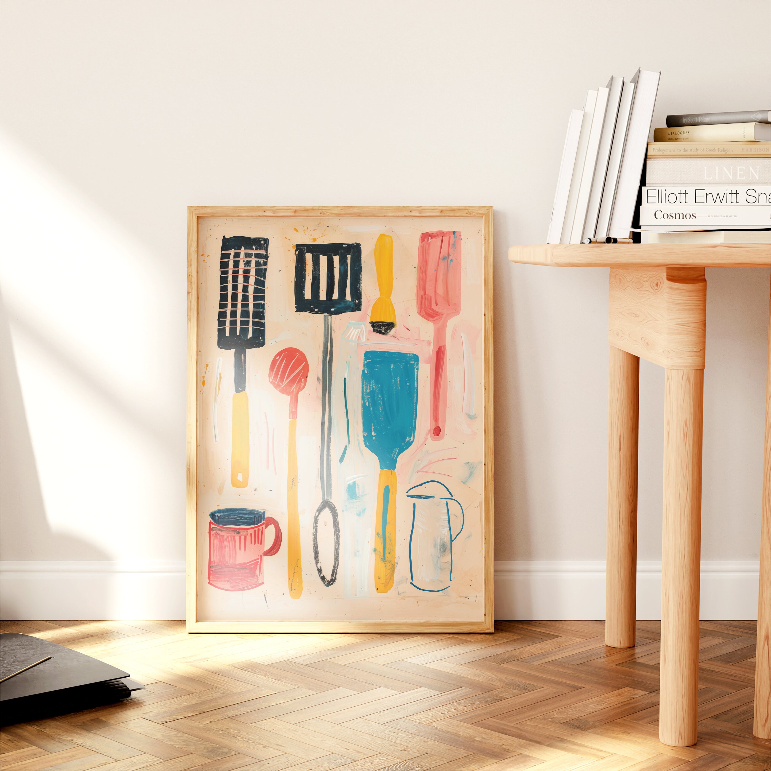Kitchen Utensils Wall Art, Painting Kitchen Utensils Folk Art, Kitchen ...