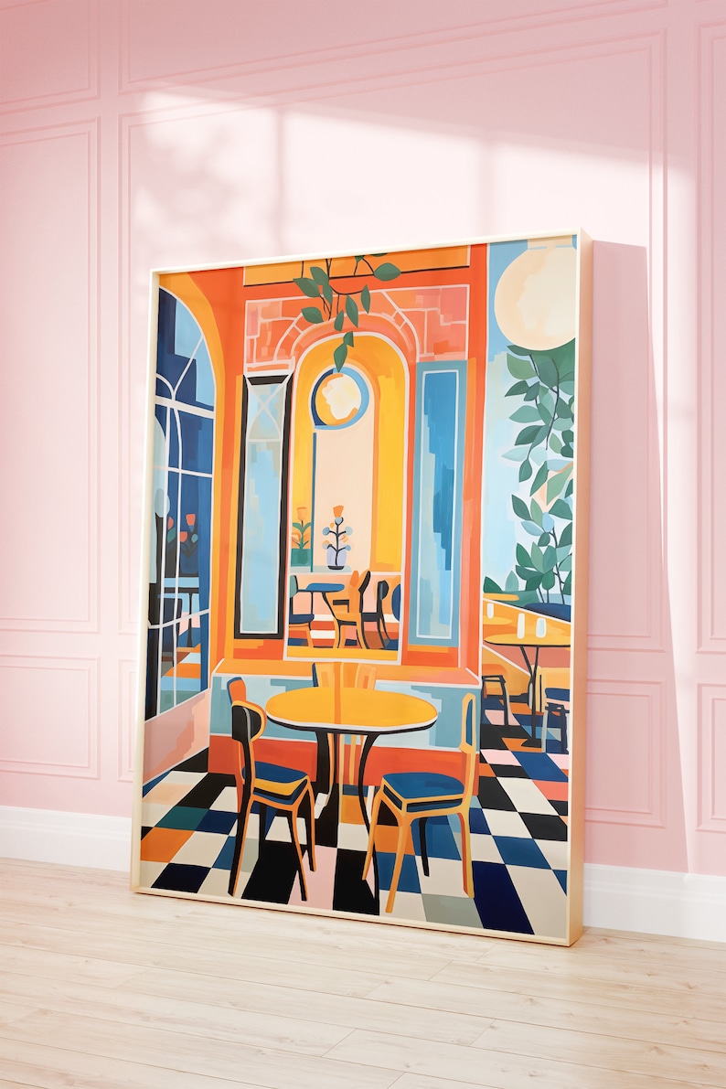 Colorful Cafe Wall Art, Painting Coffee Cafe Wall Art, Restaurant Decor ...