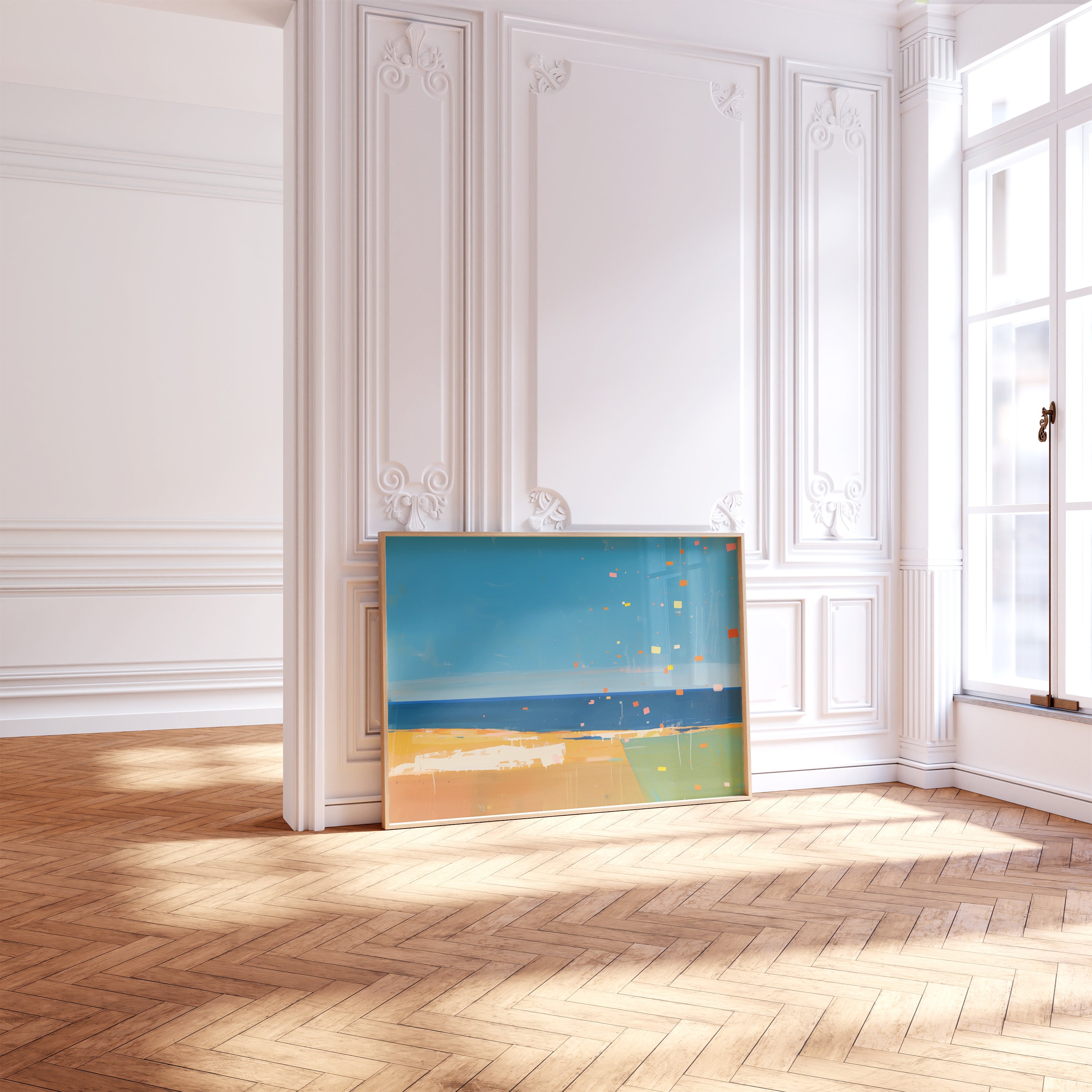 Abstract Beach Landscape Art Print, Modern Coastal Wall Decor (digital ...