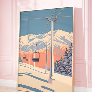 Retro Ski Lift Art Print, Vintage Mountain View (digital Download) - Etsy
