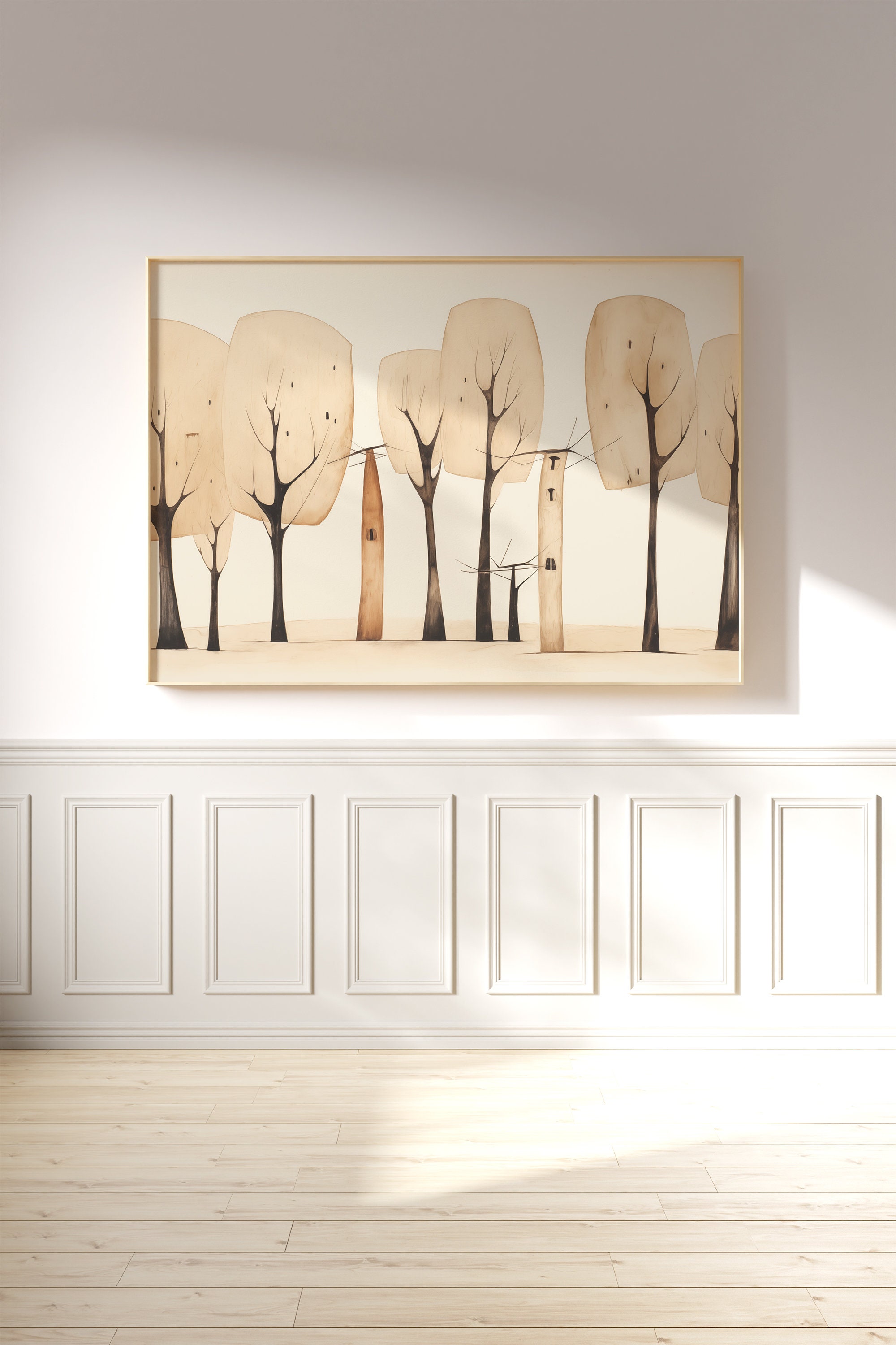 Modern Tree Shapes Wall Art, Painting Nature Tree Shapes Art, Mid ...