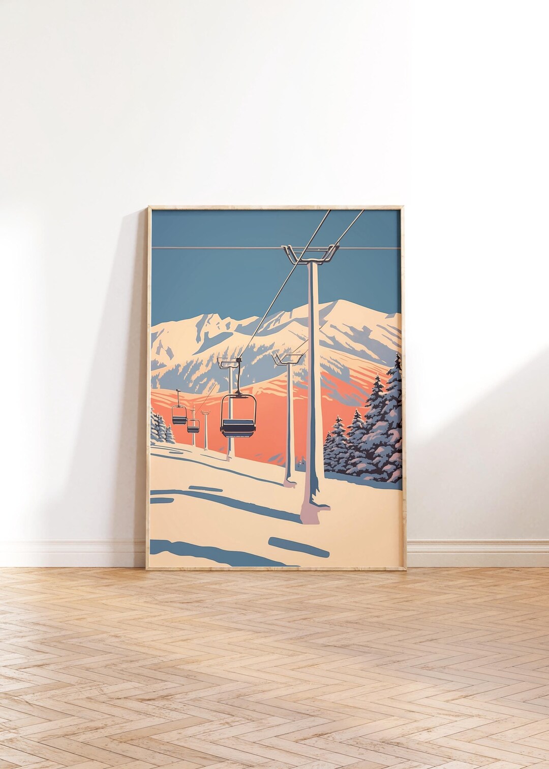 Retro Ski Lift Art Print, Vintage Mountain View (digital Download) - Etsy