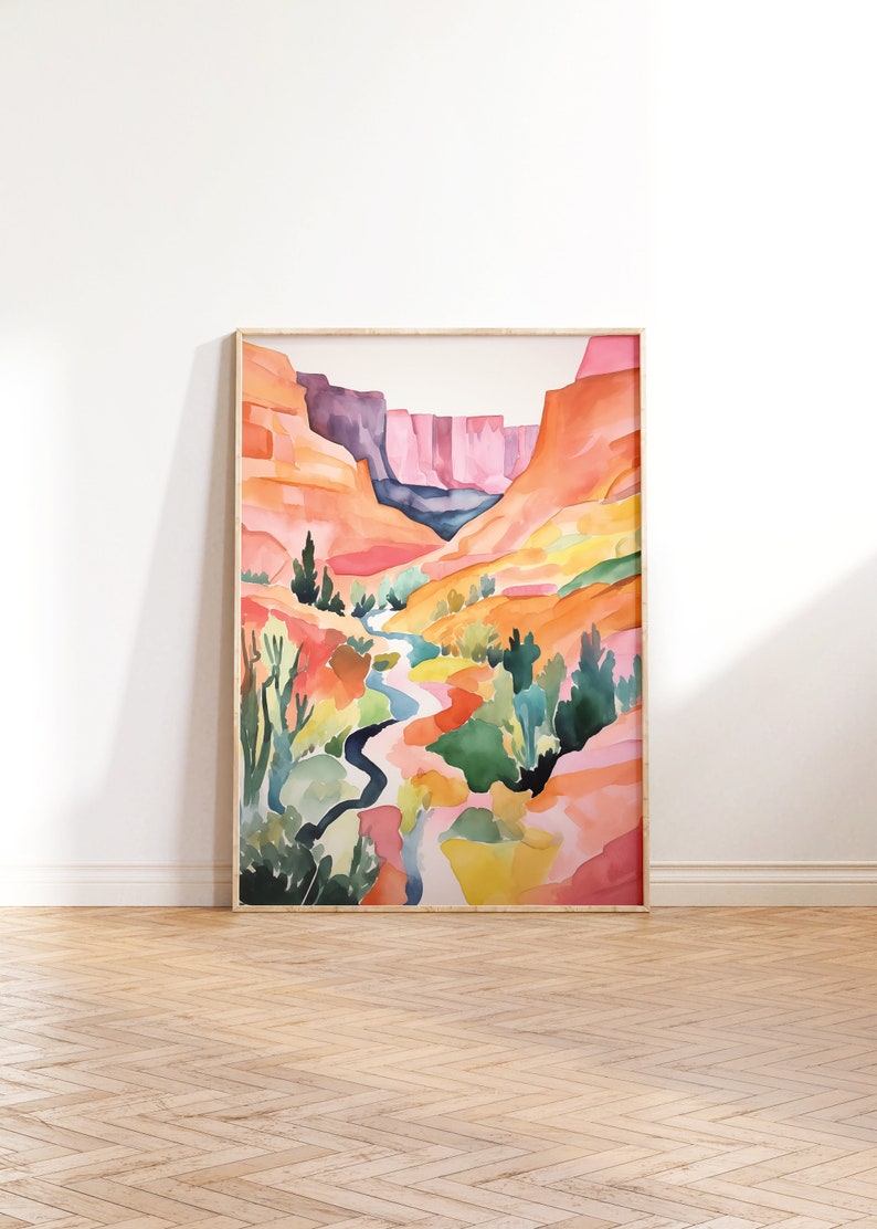 Watercolor Southwest Canyon Landscape Art Print (digital Download) - Etsy