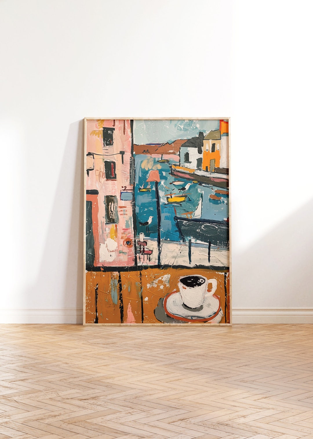 Abstract Coffee Cafe View Painting, Colorful Wall Art (digital Download ...