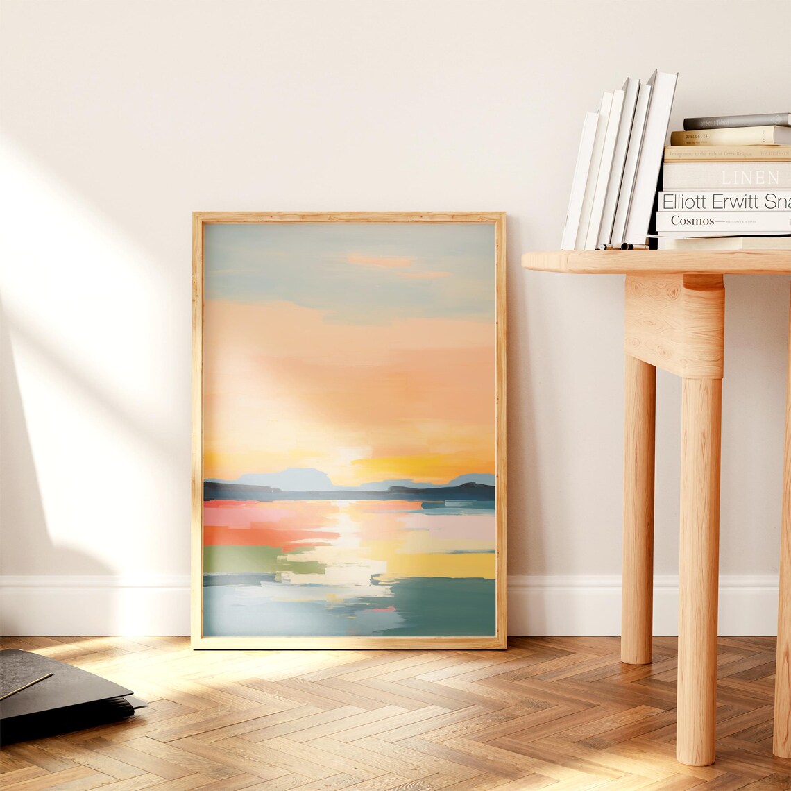 Beautiful Ocean Sunset View Wall Art, Painting Abstract Ocean View Art ...