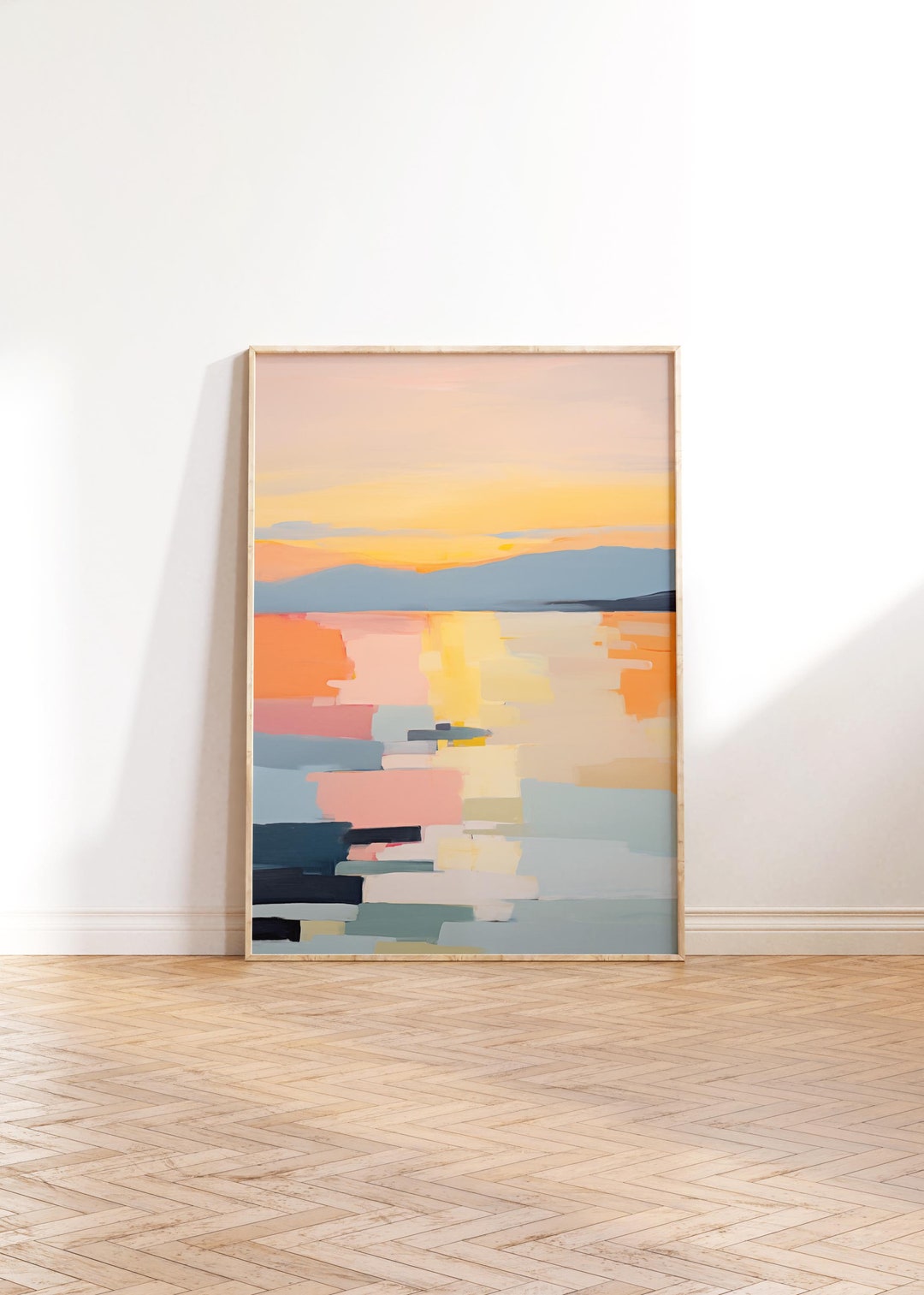 Abstract Ocean Sunset Painting, Coastal Wall Art (digital Download) - Etsy