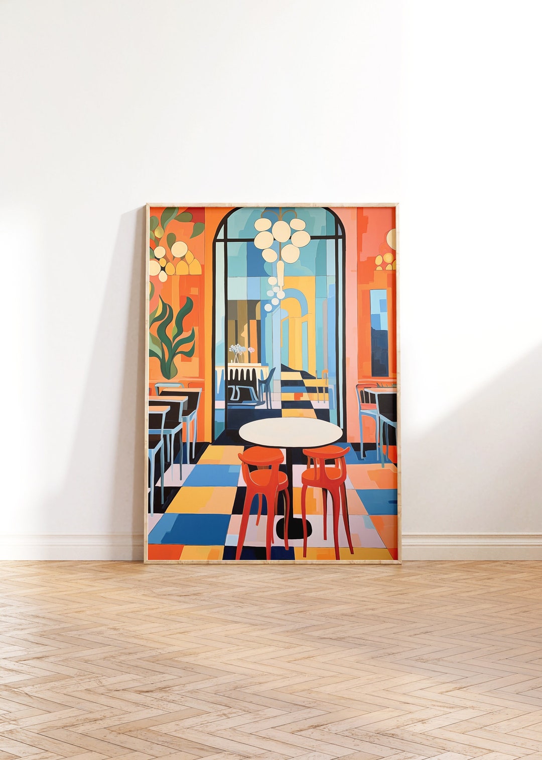 Coffee Cafe Wall Art, Painting Colorful Cafe Wall Art, Restaurant Decor ...