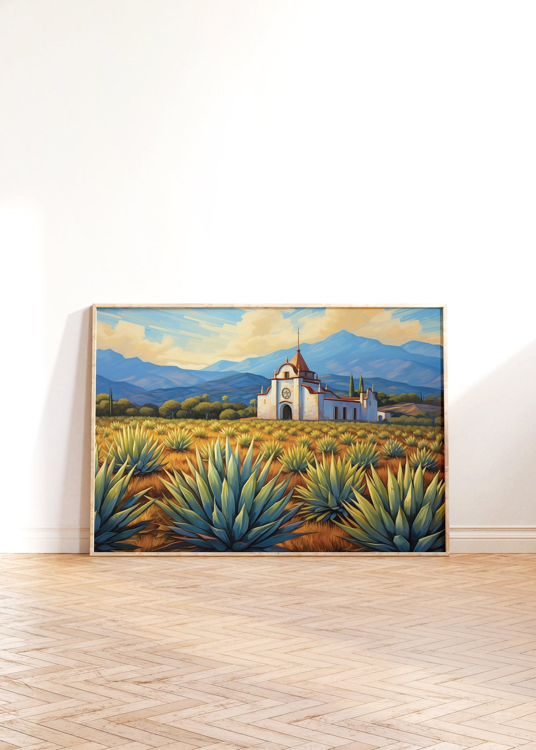 Agave Mexican Landscape Wall Art, Painting Agave Mexico Art, Southwest ...