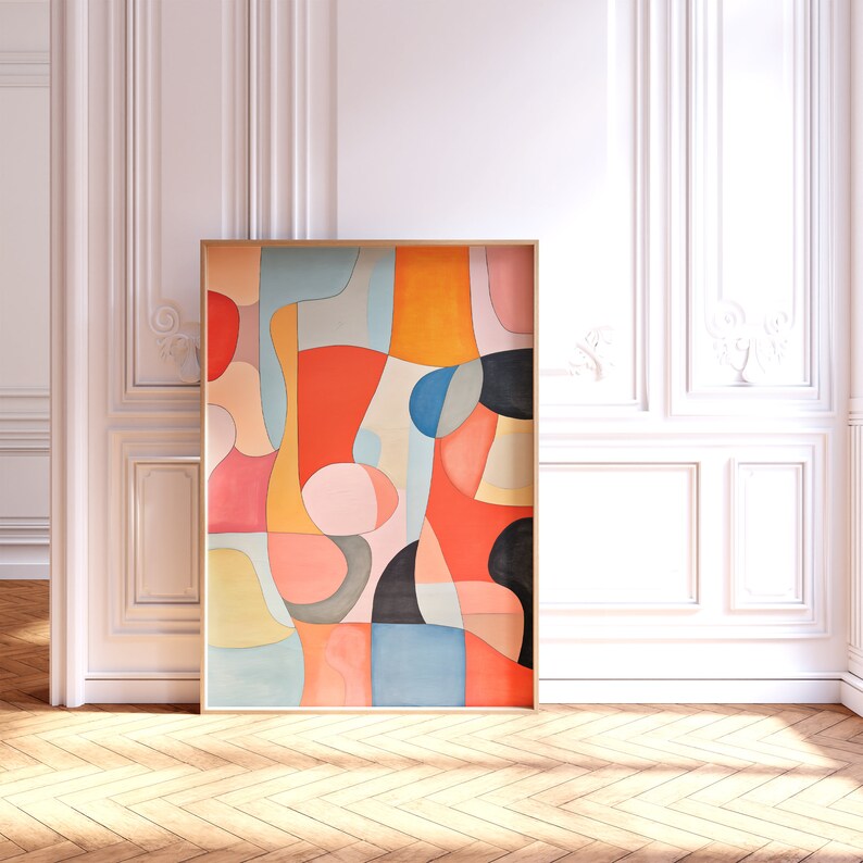 Colorful Organic Shapes Wall Art, Mid Century Organic Shapes Art, Home ...