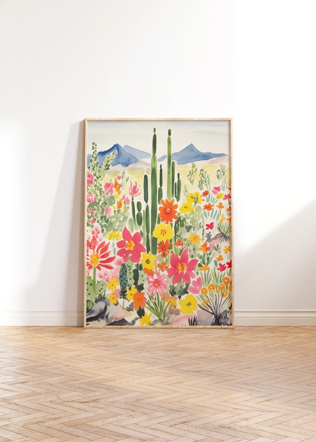 Watercolor Desert Flowers Art Print, Boho Wall Decor (digital Download ...