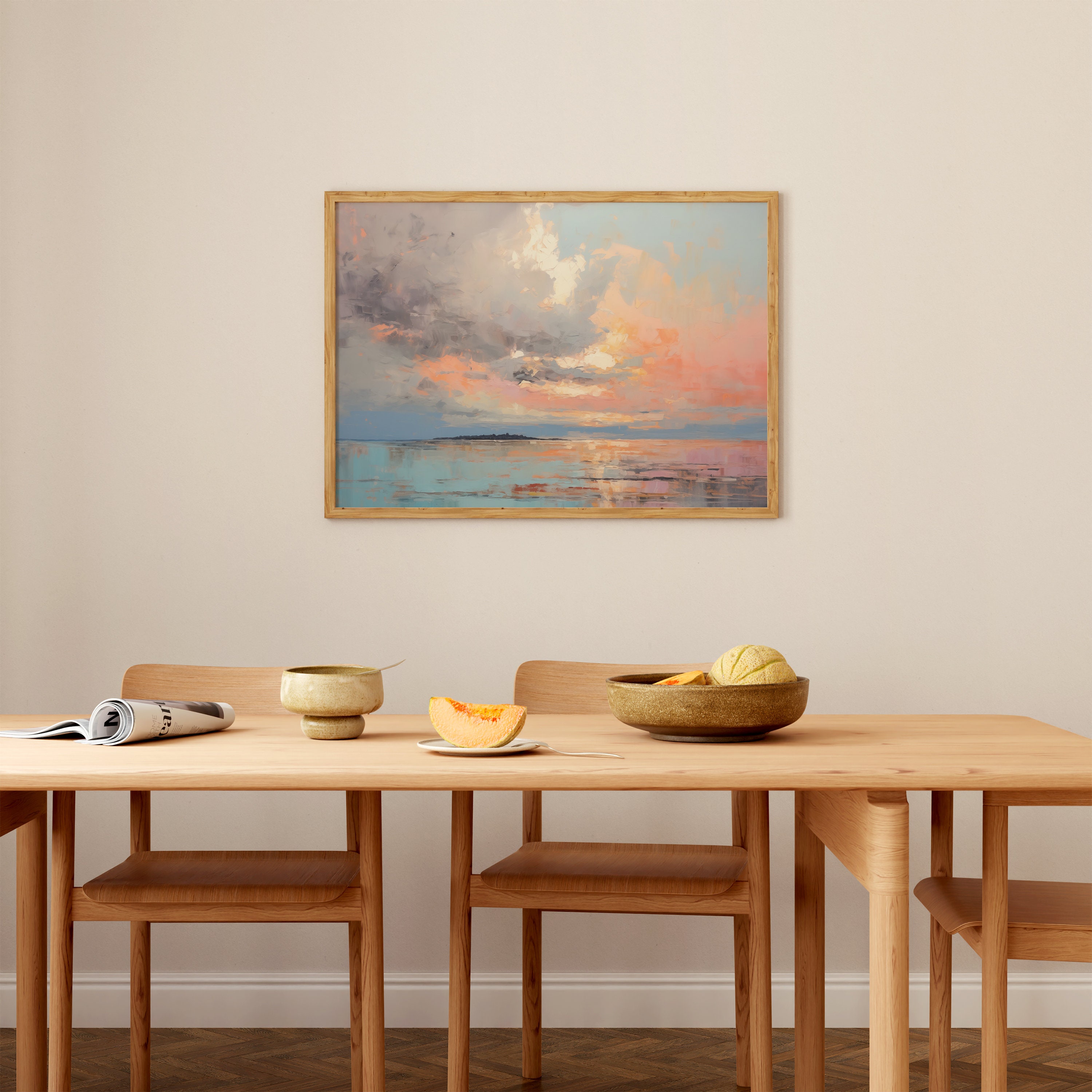 Abstract Ocean View Landscape Wall Art, Painting Sky & Ocean View Art ...