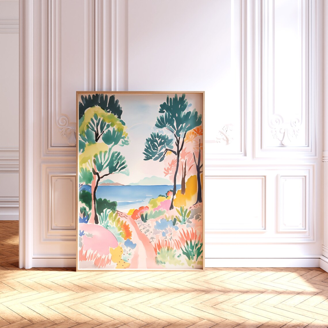 Watercolor Coastal Pacific Wall Art, Painting Ocean View Art, Coastal ...