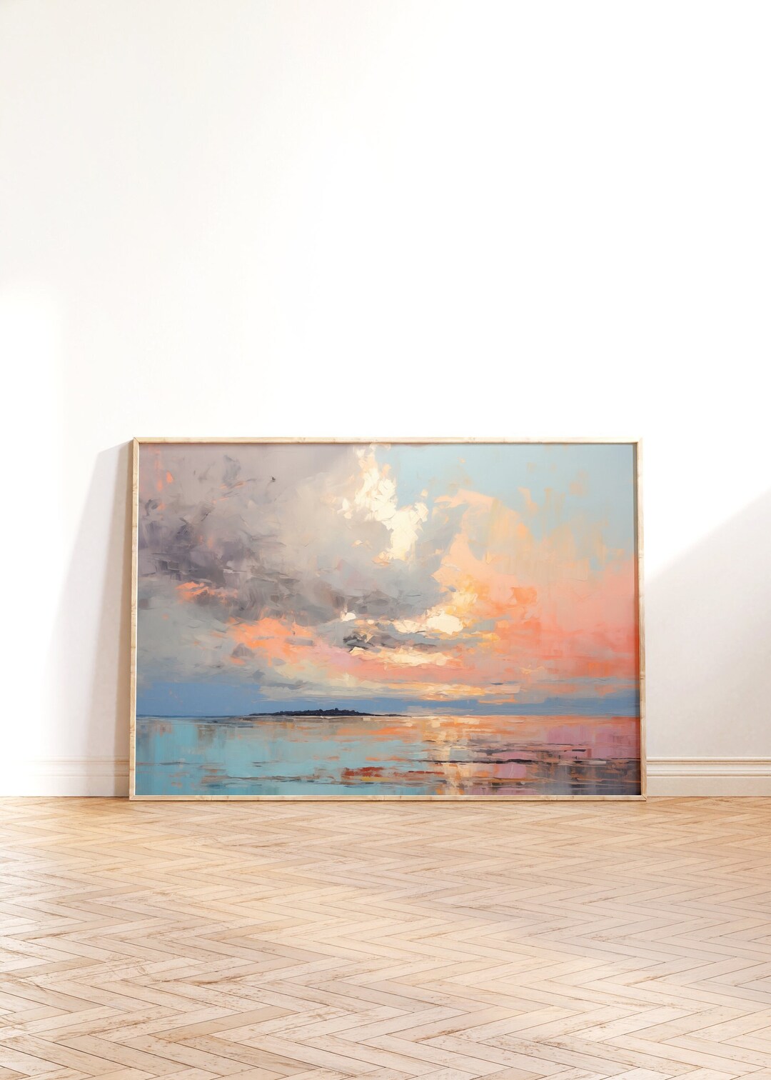 Abstract Ocean View Landscape Wall Art, Painting Sky & Ocean View Art ...
