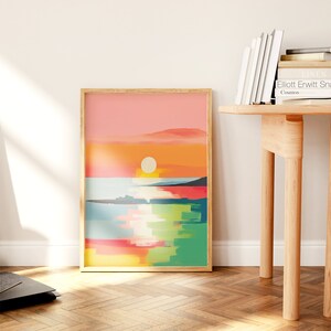 Abstract Modern Sunset Wall Art, Painting Colorful Landscape Art ...