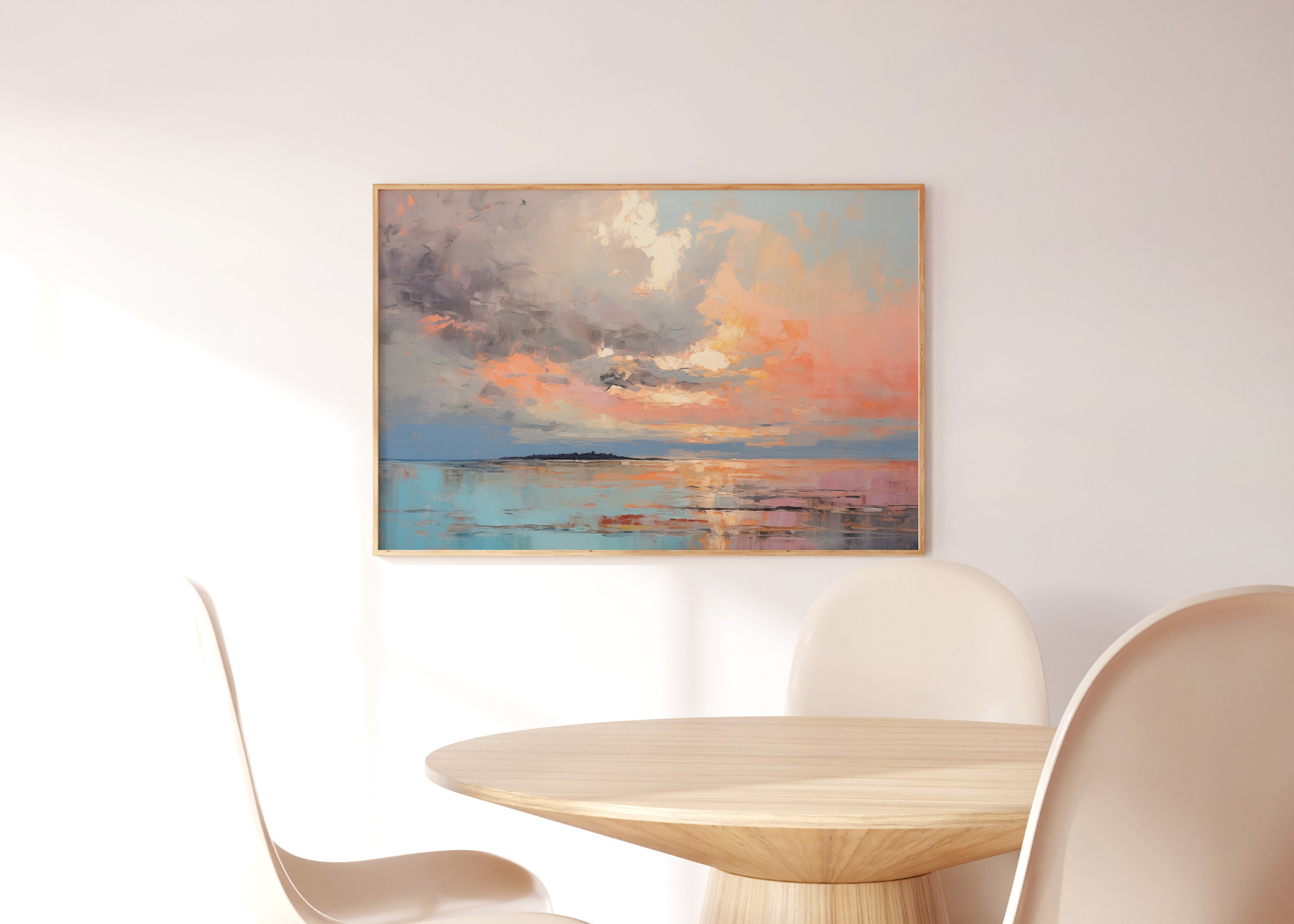 Abstract Ocean View Landscape Wall Art, Painting Sky & Ocean View Art ...