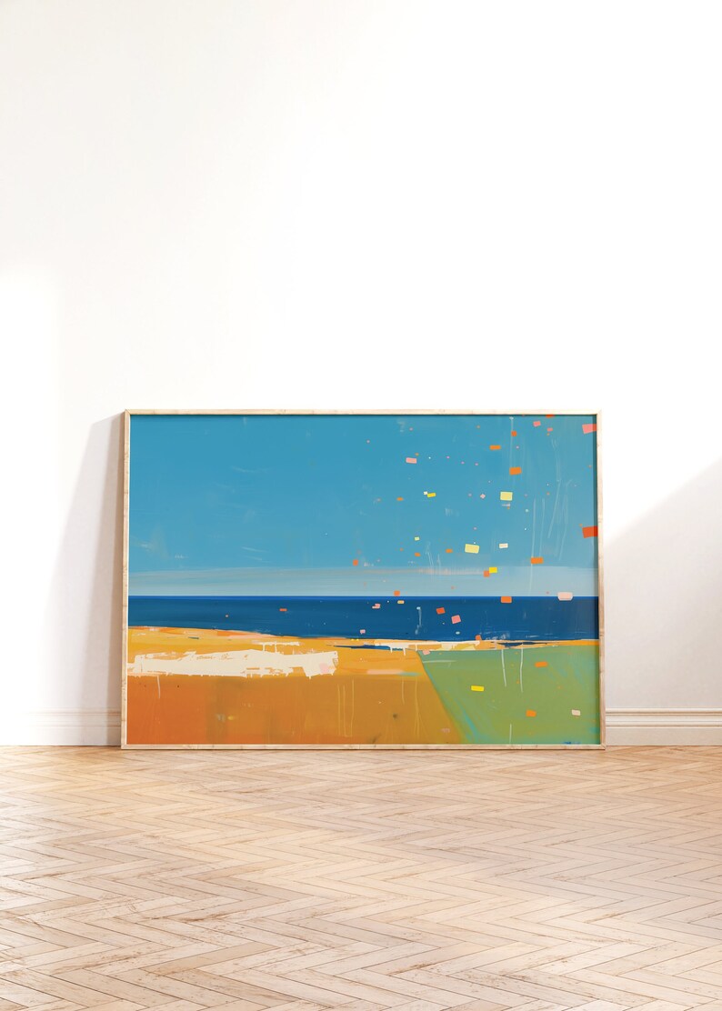 Abstract Beach Landscape Art Print, Modern Coastal Wall Decor (digital ...