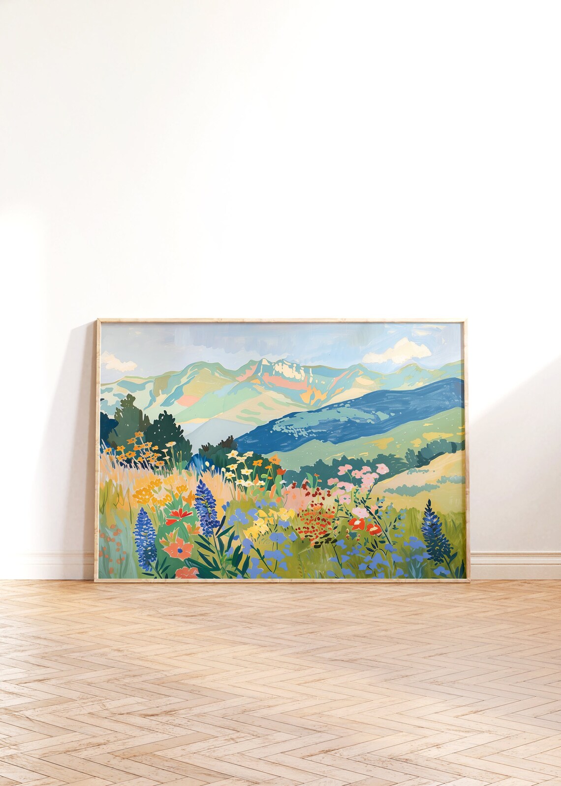 Pastel Mountain Wildflowers Wall Art, Muted Colors Wildflowers Art ...