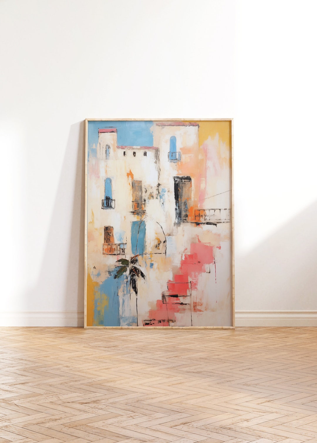 Abstract Italy Village Painting, Cityscape Wall Art (digital Download ...