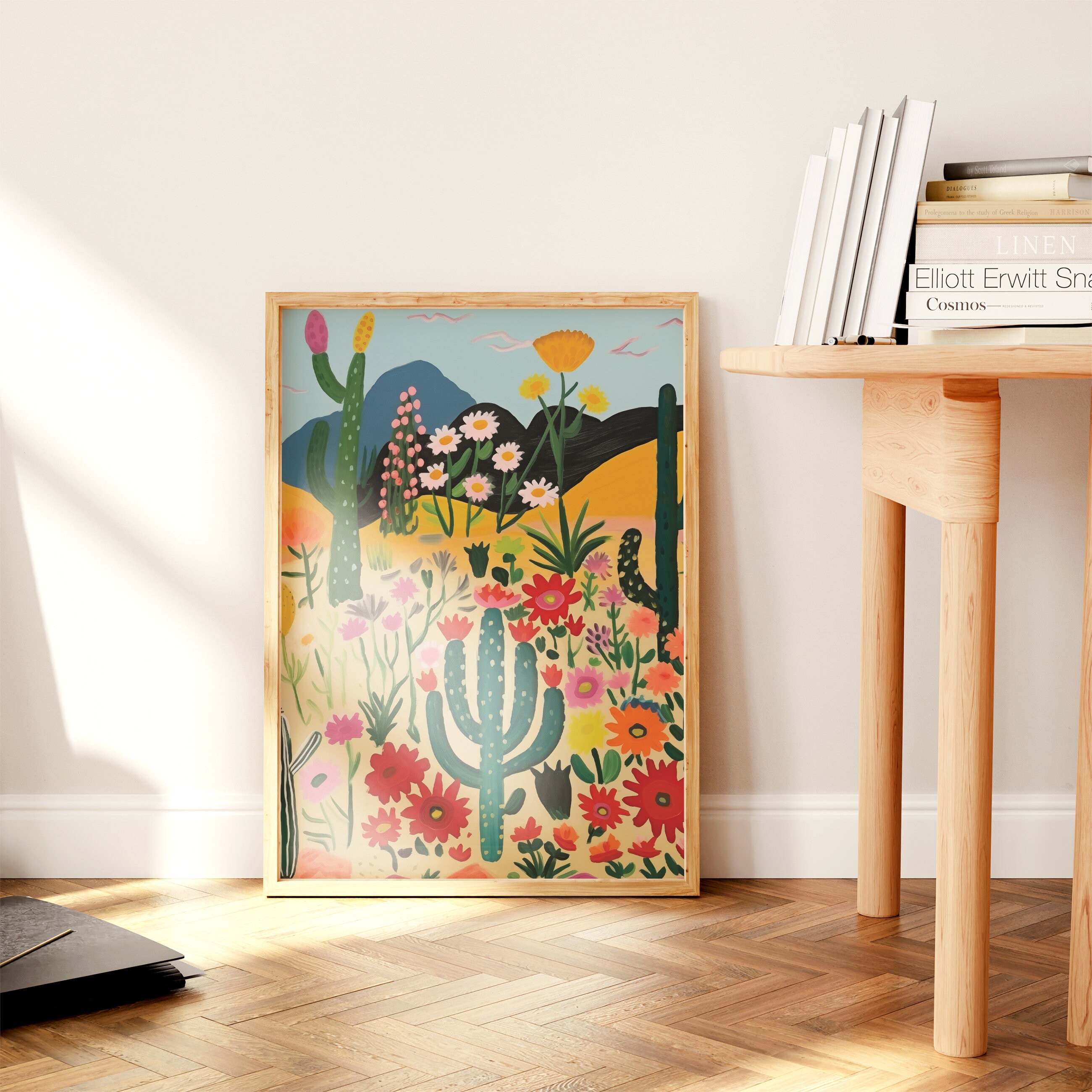 Colorful Desert Flowers Wall Art, Painting Desert Flowers Folk Art ...