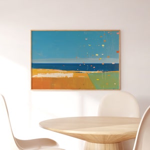 Abstract Beach Landscape Art Print, Modern Coastal Wall Decor (digital ...