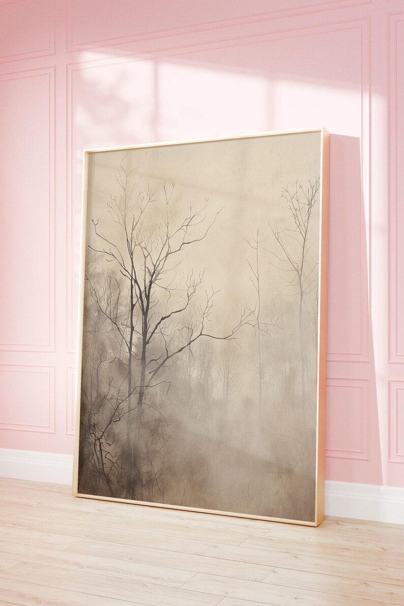 Monochromatic Trees Painting, Neutral Decor Art (digital Download) - Etsy
