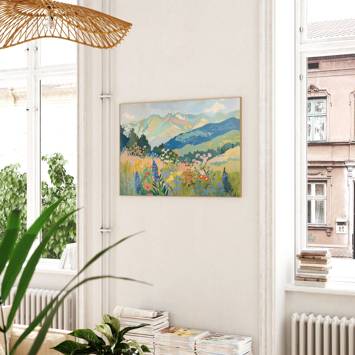 Pastel Mountain Wildflowers Wall Art, Muted Colors Wildflowers Art ...