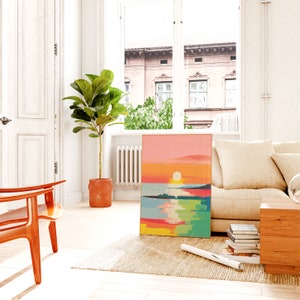 Abstract Modern Sunset Wall Art, Painting Colorful Landscape Art ...