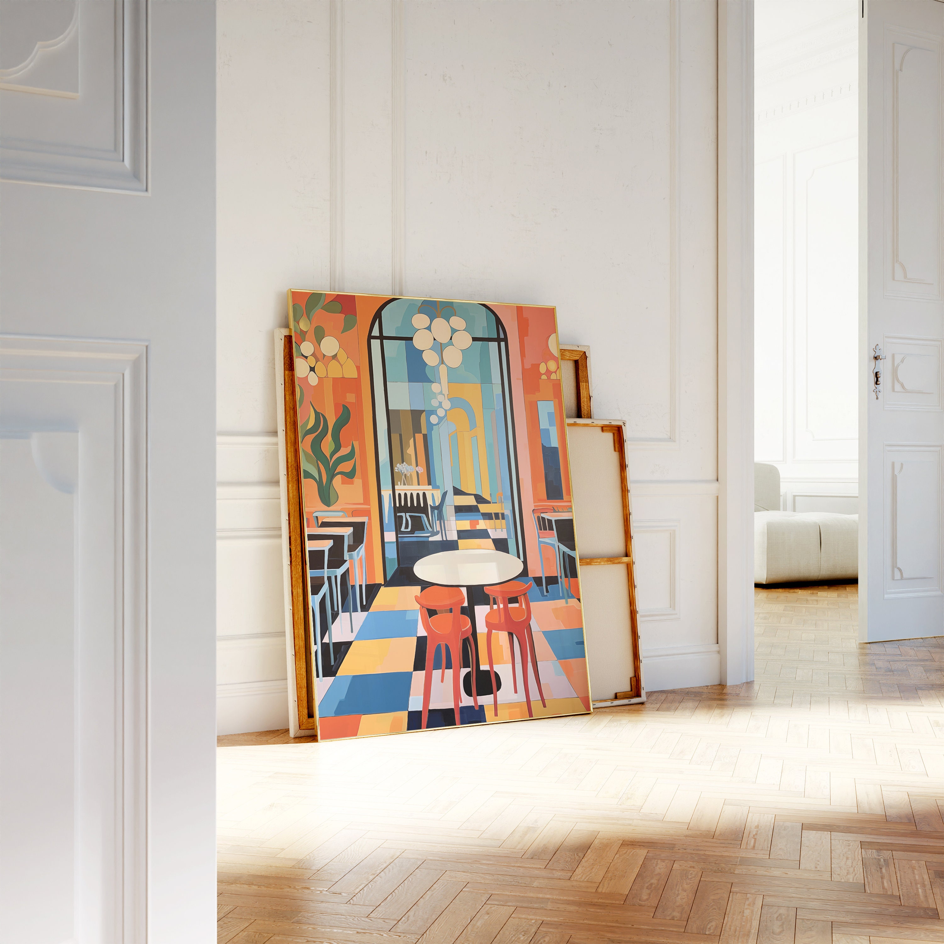 Coffee Cafe Wall Art, Painting Colorful Cafe Wall Art, Restaurant Decor ...