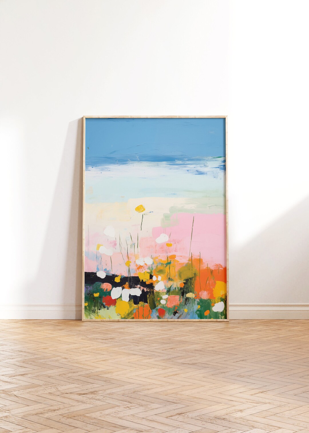 Abstract Modern Wildflowers Wall Art, Painting Colorful Flowers Art ...