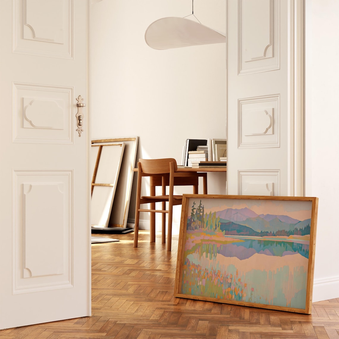 Mountain Lake Painting, Soft Color Landscape Wall Art (digital Download ...